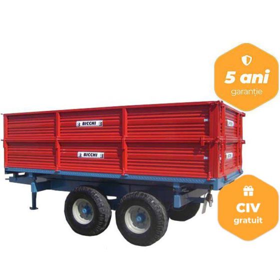 Remorca agricola cu ax tandem Bicchi BT130-P2, 13 tone, franare pneumatica - Magazia lu' Costica